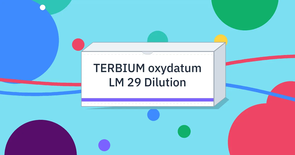 Symbolbild: Packung mit der Aufschrift TERBIUM oxydatum LM 29 Dilution (PZN 13216345) – Verfügbarkeit und Bezug in Apotheken in Frankfurt am Main