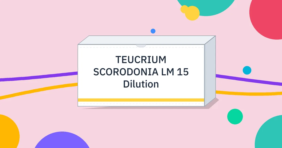 Symbolbild: Packung mit der Aufschrift TEUCRIUM SCORODONIA LM 15 Dilution (PZN 13217592) – Verfügbarkeit und Bezug in Apotheken in Frankfurt am Main