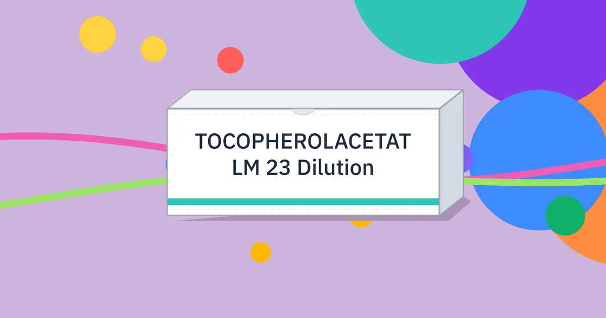Symbolbild: Packung mit der Aufschrift TOCOPHEROLACETAT LM 23 Dilution (PZN 13224942) – Verfügbarkeit und Bezug in Apotheken in Frankfurt am Main