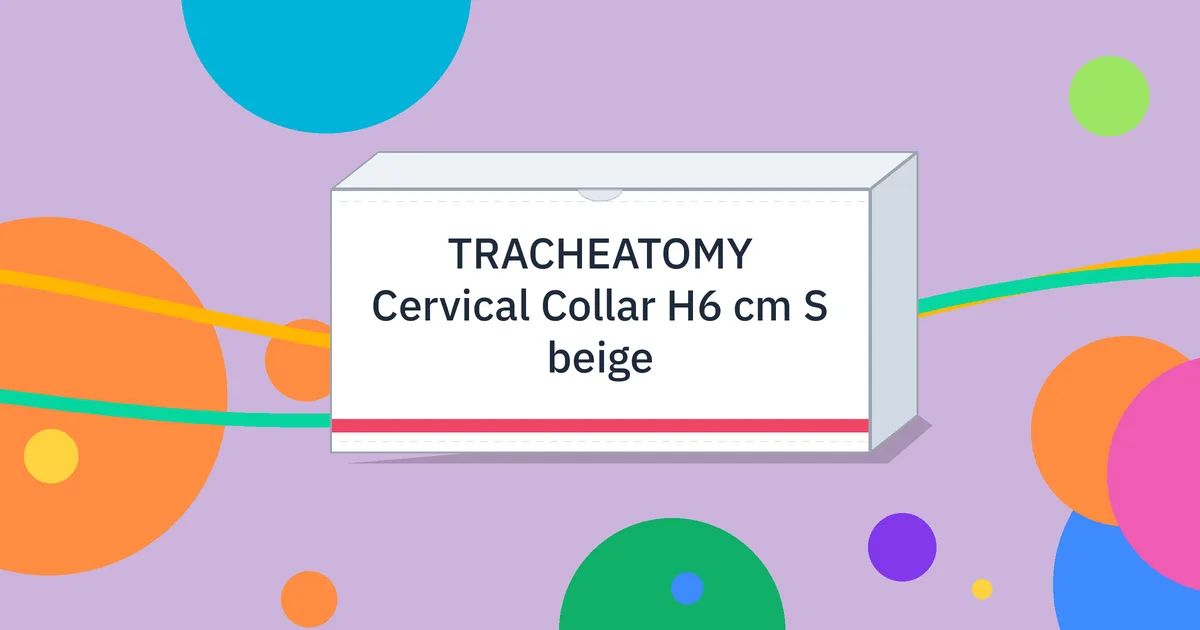 Symbolbild: Packung mit der Aufschrift TRACHEATOMY Cervical Collar H6 cm S beige (PZN 04888264) – Verfügbarkeit und Bezug in Apotheken in Frankfurt am Main