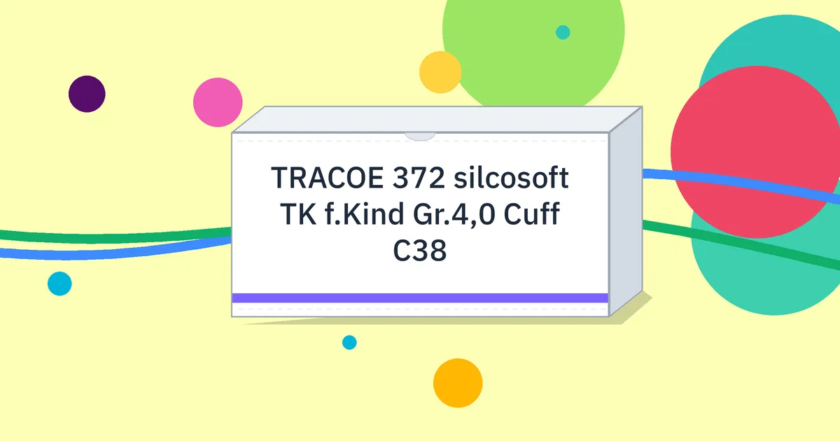 Symbolbild: Packung mit der Aufschrift TRACOE 372 silcosoft TK f.Kind Gr.4,0 Cuff C38 (PZN 14316267) – Verfügbarkeit und Bezug in Apotheken in Frankfurt am Main