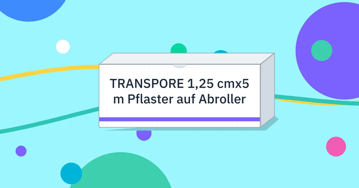 Symbolbild: Packung mit der Aufschrift TRANSPORE 1,25 cmx5 m Pflaster auf Abroller (PZN 00910104) – Verfügbarkeit und Bezug in Apotheken in Frankfurt am Main
