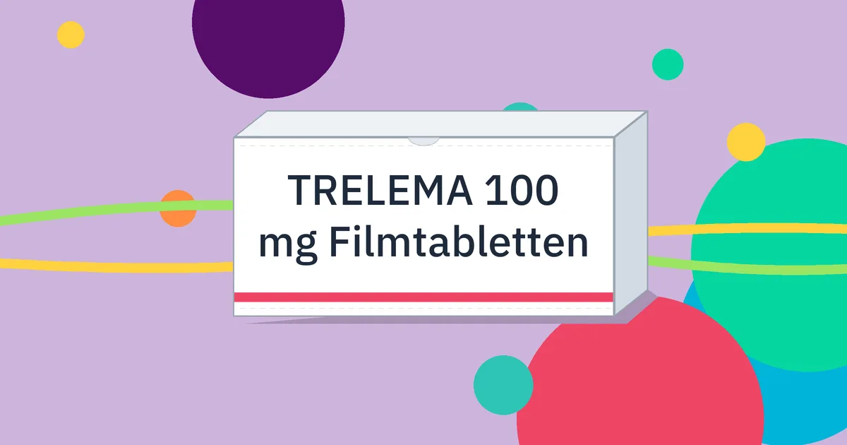 Symbolbild: Packung mit der Aufschrift TRELEMA 100 mg Filmtabletten (PZN 19835776) – Verfügbarkeit und Bezug in Apotheken in Frankfurt am Main