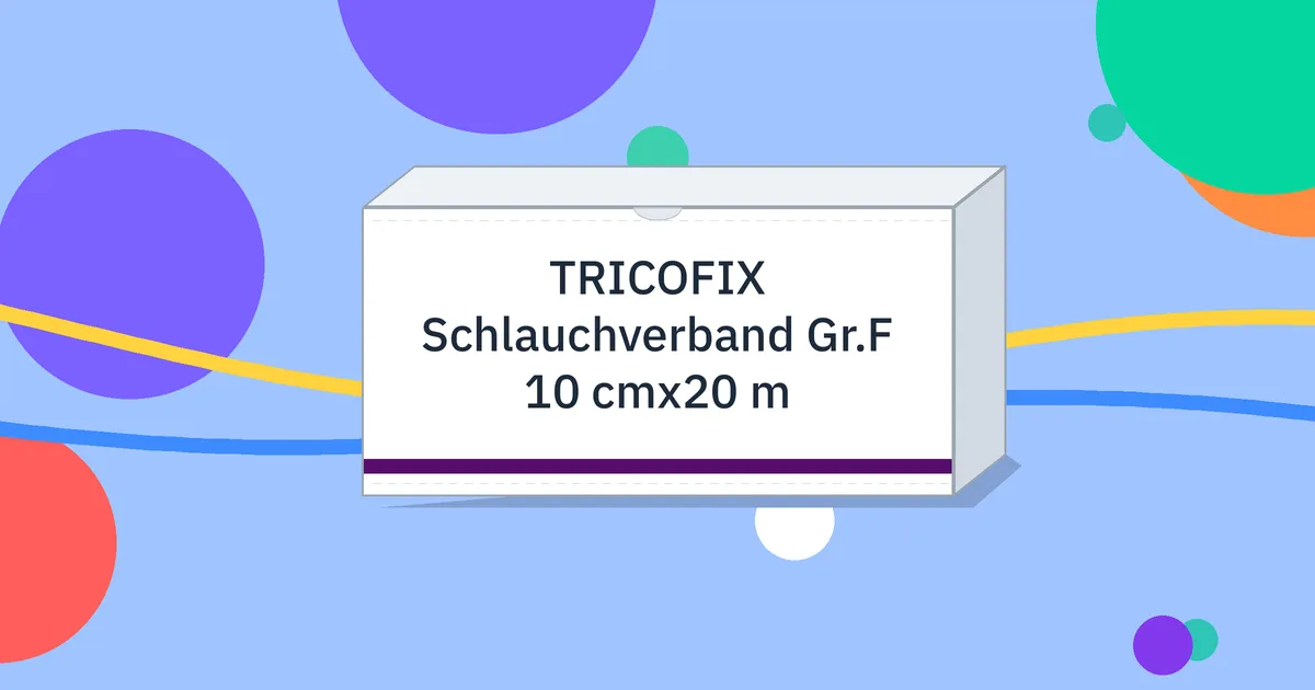 Symbolbild: Packung mit der Aufschrift TRICOFIX Schlauchverband Gr.F 10 cmx20 m (PZN 01868999) – Verfügbarkeit und Bezug in Apotheken in Frankfurt am Main