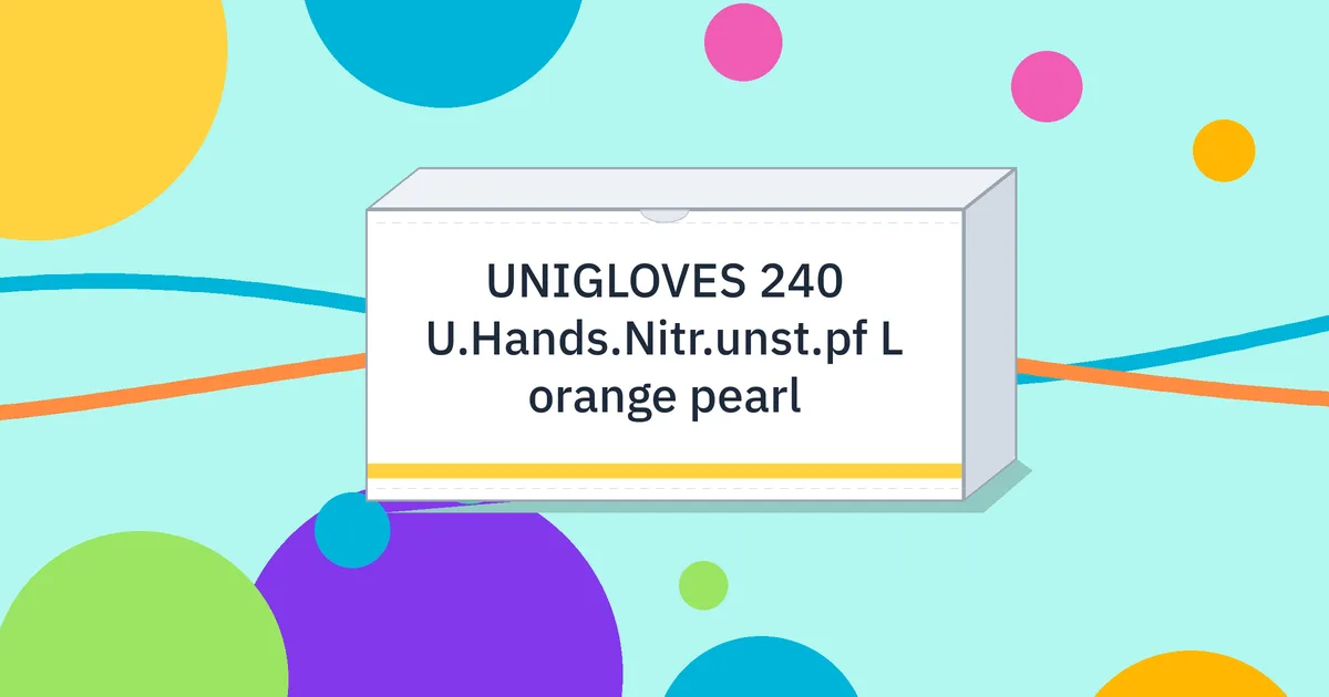 Symbolbild: Packung mit der Aufschrift UNIGLOVES 240 U.Hands.Nitr.unst.pf L orange pearl (PZN 18101701) – Verfügbarkeit und Bezug in Apotheken in Frankfurt am Main
