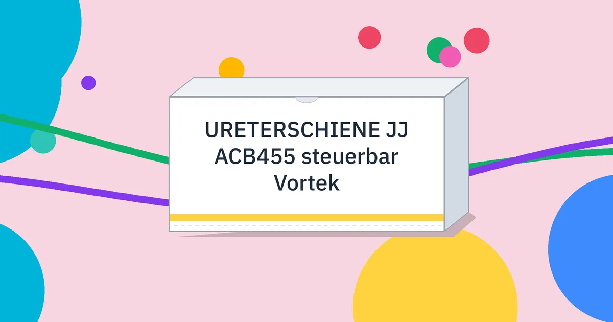 Symbolbild: Packung mit der Aufschrift URETERSCHIENE JJ ACB455 steuerbar Vortek (PZN 00154281) – Verfügbarkeit und Bezug in Apotheken in Frankfurt am Main