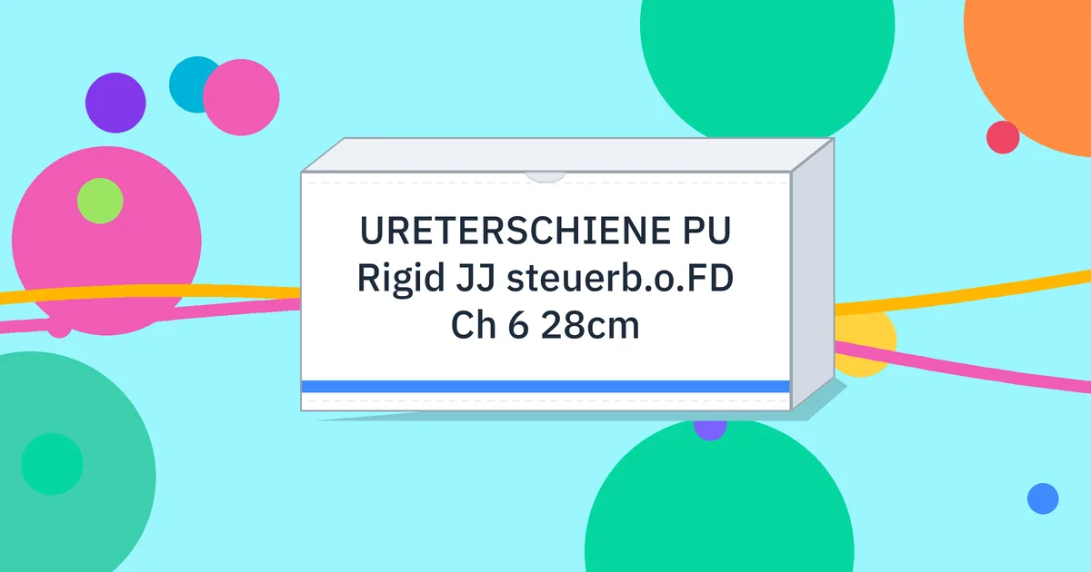 Symbolbild: Packung mit der Aufschrift URETERSCHIENE PU Rigid JJ steuerb.o.FD Ch 6 28cm (PZN 17998497) – Verfügbarkeit und Bezug in Apotheken in Frankfurt am Main