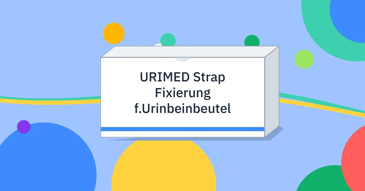 Symbolbild: Packung mit der Aufschrift URIMED Strap Fixierung f.Urinbeinbeutel (PZN 04642557) – Verfügbarkeit und Bezug in Apotheken in Frankfurt am Main
