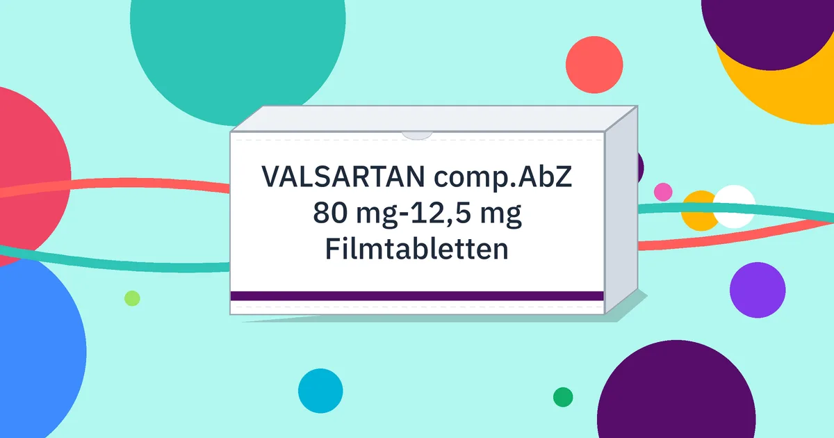 Symbolbild: Packung mit der Aufschrift VALSARTAN comp.AbZ 80 mg-12,5 mg Filmtabletten (PZN 07608383) – Verfügbarkeit und Bezug in Apotheken in Frankfurt am Main