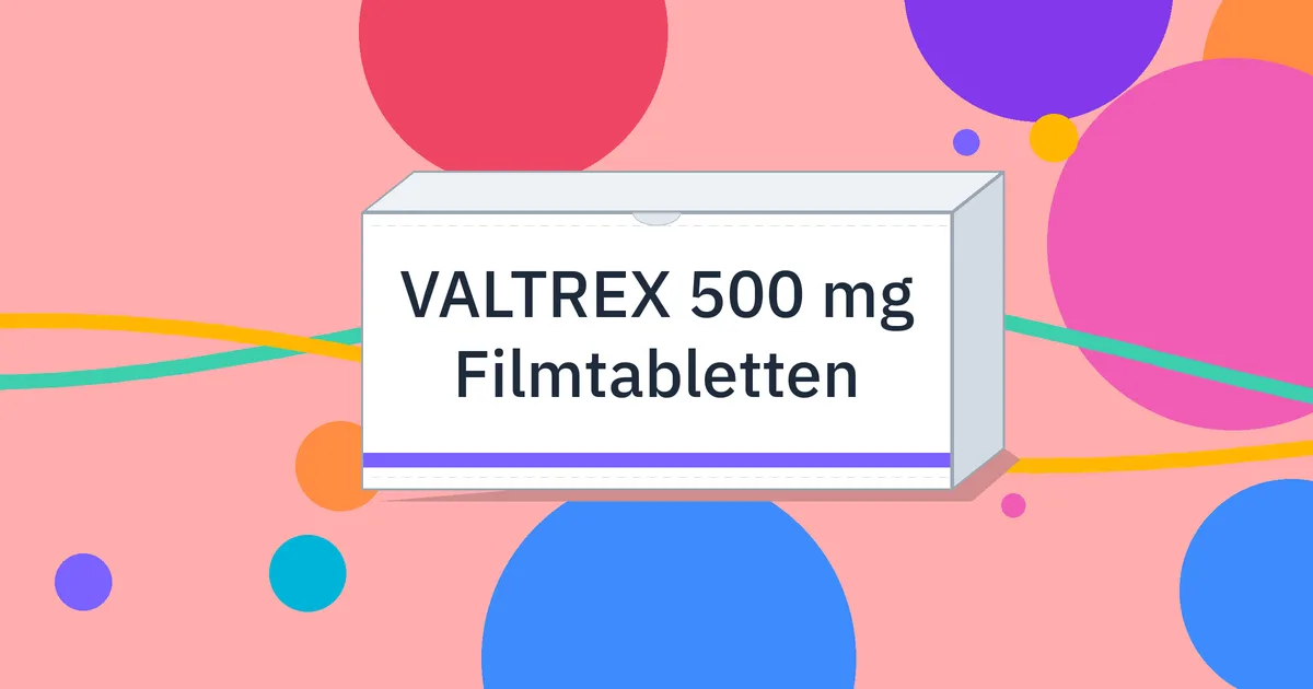 Symbolbild: Packung mit der Aufschrift VALTREX 500 mg Filmtabletten (PZN 06445306) – Verfügbarkeit und Bezug in Apotheken in Frankfurt am Main