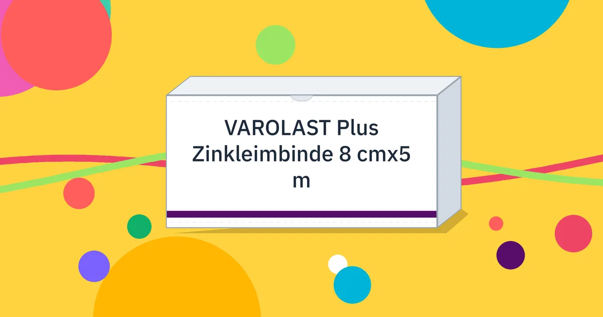 Symbolbild: Packung mit der Aufschrift VAROLAST Plus Zinkleimbinde 8 cmx5 m (PZN 20720794) – Verfügbarkeit und Bezug in Apotheken in Frankfurt am Main