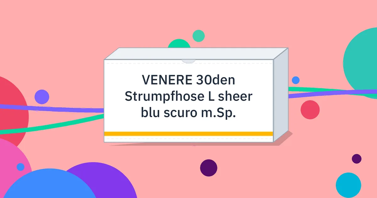 Symbolbild: Packung mit der Aufschrift VENERE 30den Strumpfhose L sheer blu scuro m.Sp. (PZN 16172039) – Verfügbarkeit und Bezug in Apotheken in Frankfurt am Main