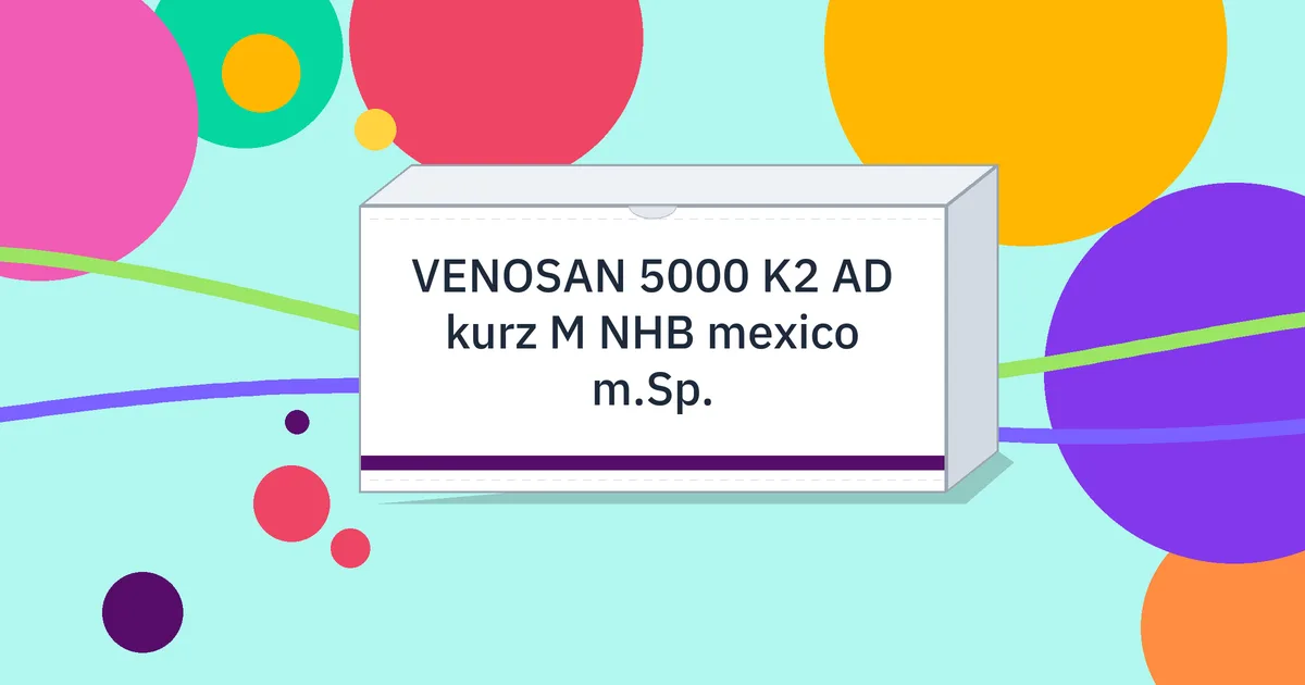 Symbolbild: Packung mit der Aufschrift VENOSAN 5000 K2 AD kurz M NHB mexico m.Sp. (PZN 14430187) – Verfügbarkeit und Bezug in Apotheken in Frankfurt am Main