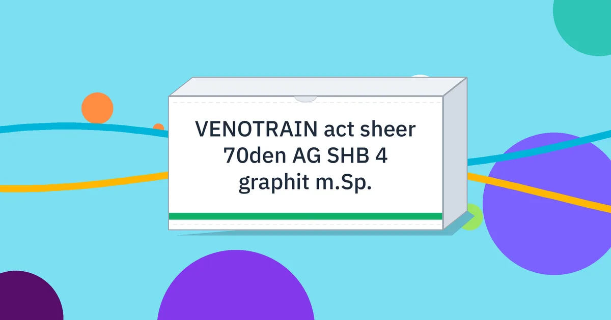 Symbolbild: Packung mit der Aufschrift VENOTRAIN act sheer 70den AG SHB 4 graphit m.Sp. (PZN 16208004) – Verfügbarkeit und Bezug in Apotheken in Frankfurt am Main