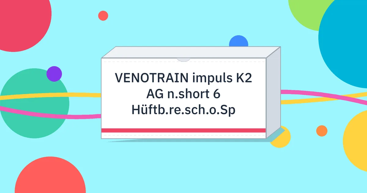 Symbolbild: Packung mit der Aufschrift VENOTRAIN impuls K2 AG n.short 6 Hüftb.re.sch.o.Sp (PZN 10293279) – Verfügbarkeit und Bezug in Apotheken in Frankfurt am Main