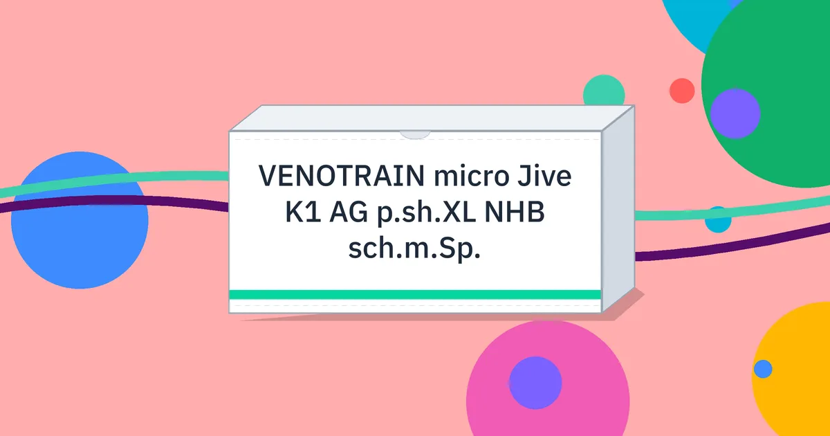 Symbolbild: Packung mit der Aufschrift VENOTRAIN micro Jive K1 AG p.sh.XL NHB sch.m.Sp. (PZN 17768165) – Verfügbarkeit und Bezug in Apotheken in Frankfurt am Main