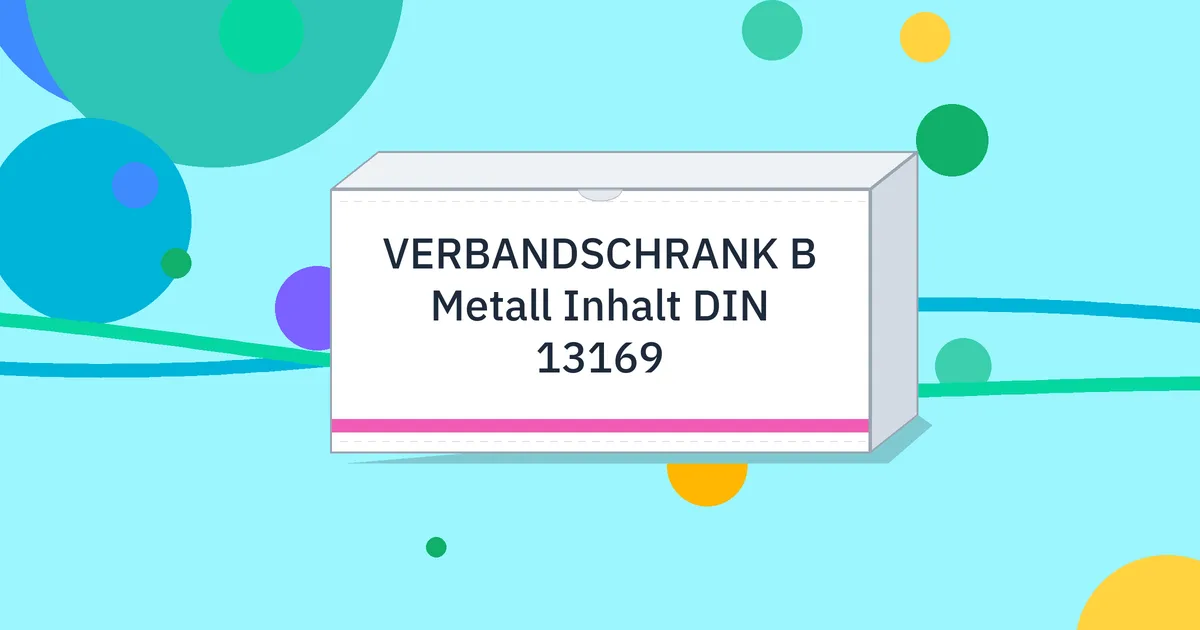 Symbolbild: Packung mit der Aufschrift VERBANDSCHRANK B Metall Inhalt DIN 13169 (PZN 12491492) – Verfügbarkeit und Bezug in Apotheken in Frankfurt am Main