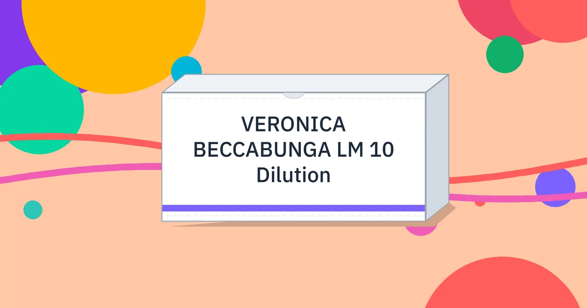 Symbolbild: Packung mit der Aufschrift VERONICA BECCABUNGA LM 10 Dilution (PZN 13268922) – Verfügbarkeit und Bezug in Apotheken in Frankfurt am Main