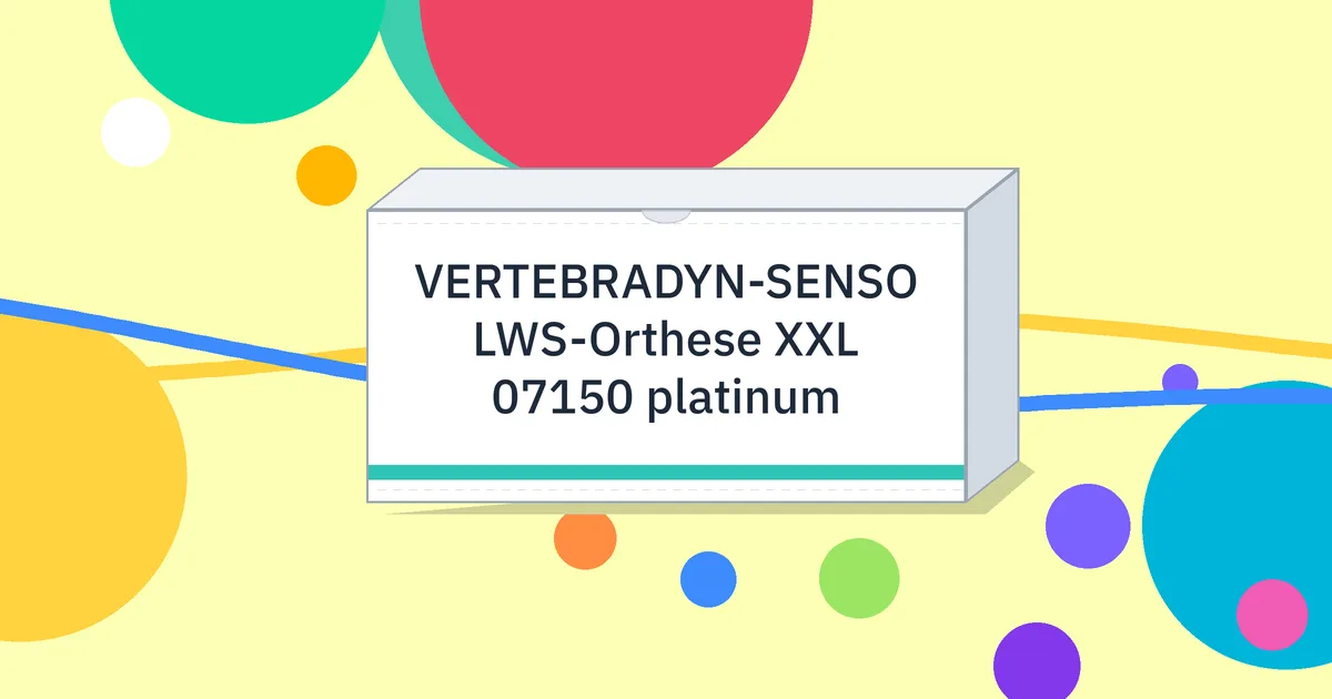 Symbolbild: Packung mit der Aufschrift VERTEBRADYN-SENSO LWS-Orthese XXL 07150 platinum (PZN 06826942) – Verfügbarkeit und Bezug in Apotheken in Frankfurt am Main