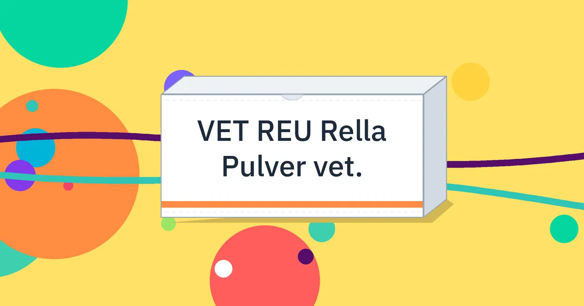 Symbolbild: Packung mit der Aufschrift VET REU Rella Pulver vet. (PZN 01823146) – Verfügbarkeit und Bezug in Apotheken in Frankfurt am Main