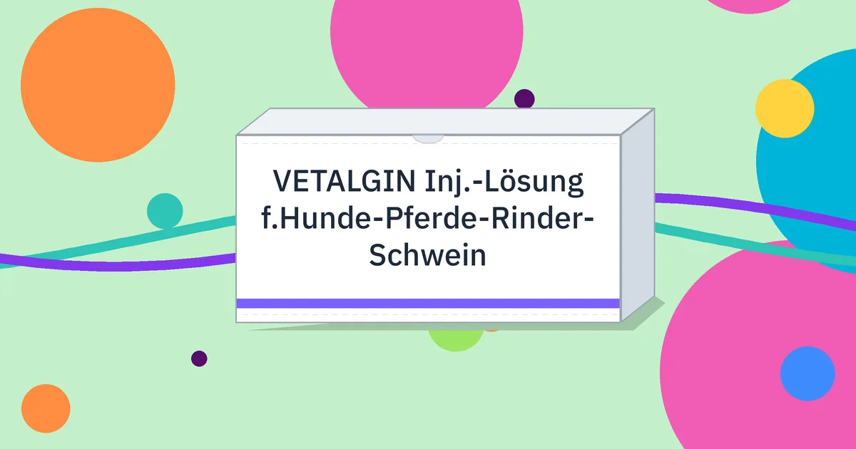 Symbolbild: Packung mit der Aufschrift VETALGIN Inj.-Lösung f.Hunde-Pferde-Rinder-Schwein (PZN 09009215) – Verfügbarkeit und Bezug in Apotheken in Frankfurt am Main