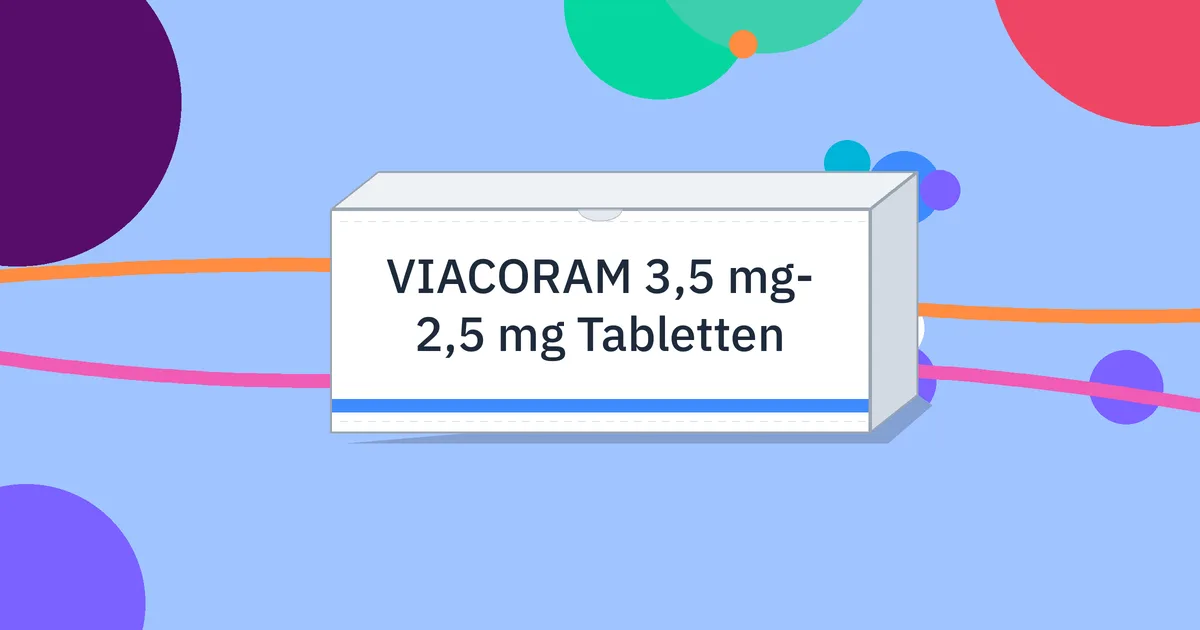 Symbolbild: Packung mit der Aufschrift VIACORAM 3,5 mg-2,5 mg Tabletten (PZN 11194591) – Verfügbarkeit und Bezug in Apotheken in Frankfurt am Main