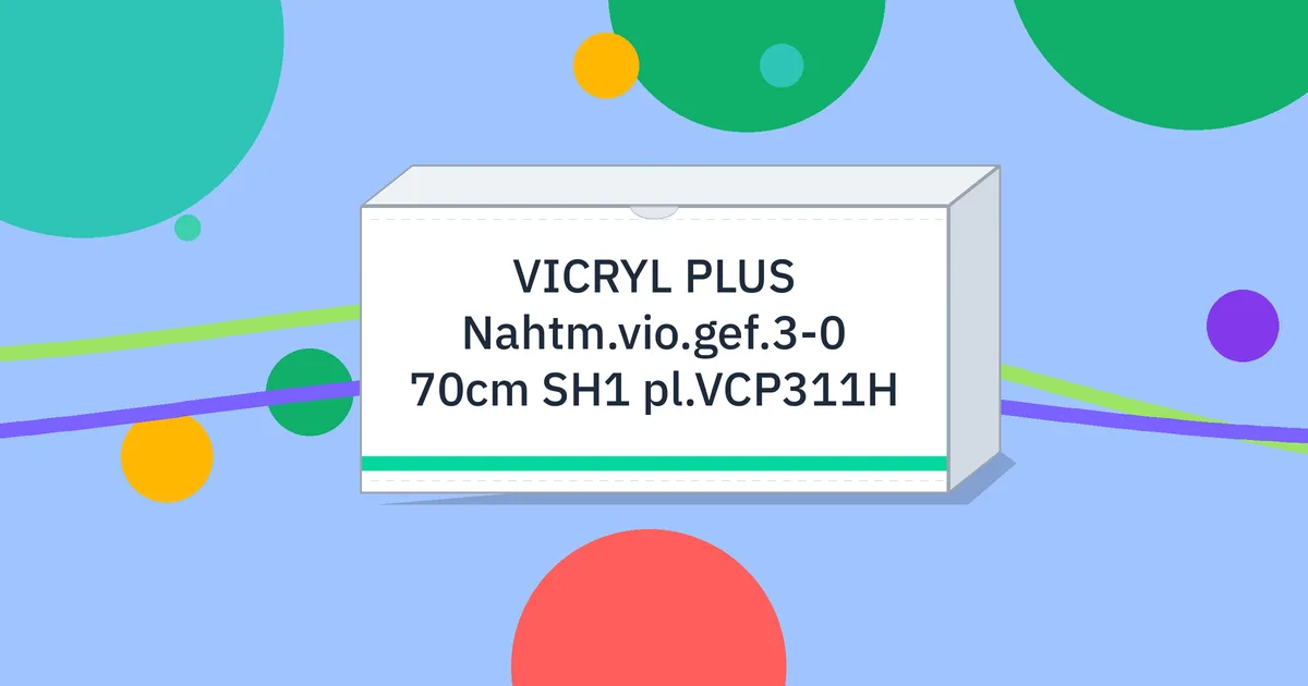Symbolbild: Packung mit der Aufschrift VICRYL PLUS Nahtm.vio.gef.3-0 70cm SH1 pl.VCP311H (PZN 19884496) – Verfügbarkeit und Bezug in Apotheken in Frankfurt am Main