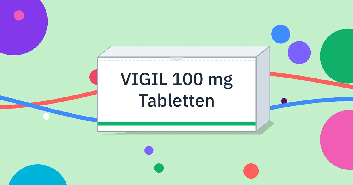 Symbolbild: Packung mit der Aufschrift VIGIL 100 mg Tabletten (PZN 00044055) – Verfügbarkeit und Bezug in Apotheken in Frankfurt am Main
