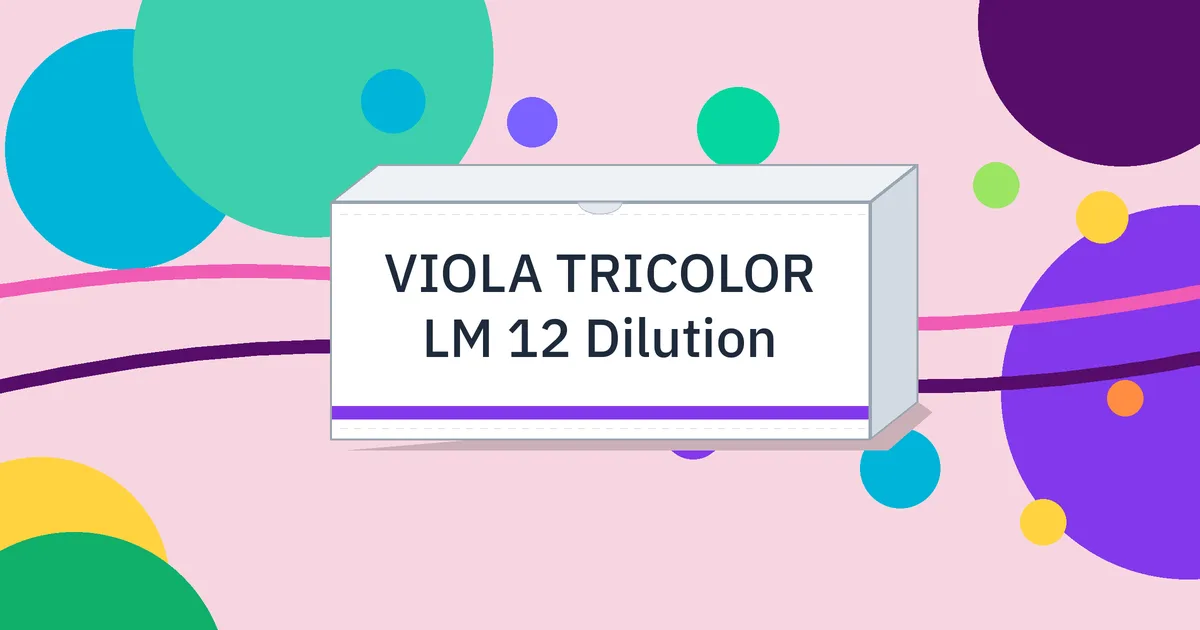Symbolbild: Packung mit der Aufschrift VIOLA TRICOLOR LM 12 Dilution (PZN 08482808) – Verfügbarkeit und Bezug in Apotheken in Frankfurt am Main