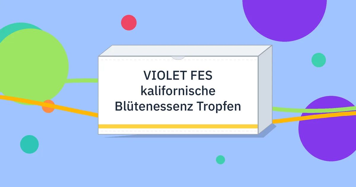 Symbolbild: Packung mit der Aufschrift VIOLET FES kalifornische Blütenessenz Tropfen (PZN 09172949) – Verfügbarkeit und Bezug in Apotheken in Frankfurt am Main