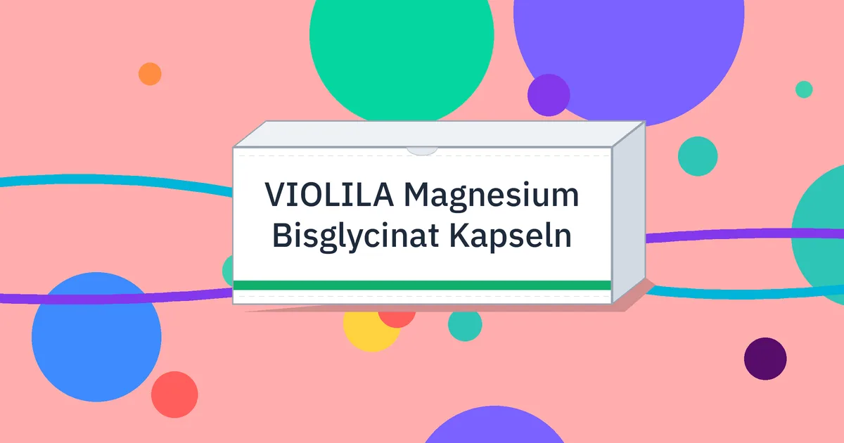 Symbolbild: Packung mit der Aufschrift VIOLILA Magnesium Bisglycinat Kapseln (PZN 11589912) – Verfügbarkeit und Bezug in Apotheken in Frankfurt am Main