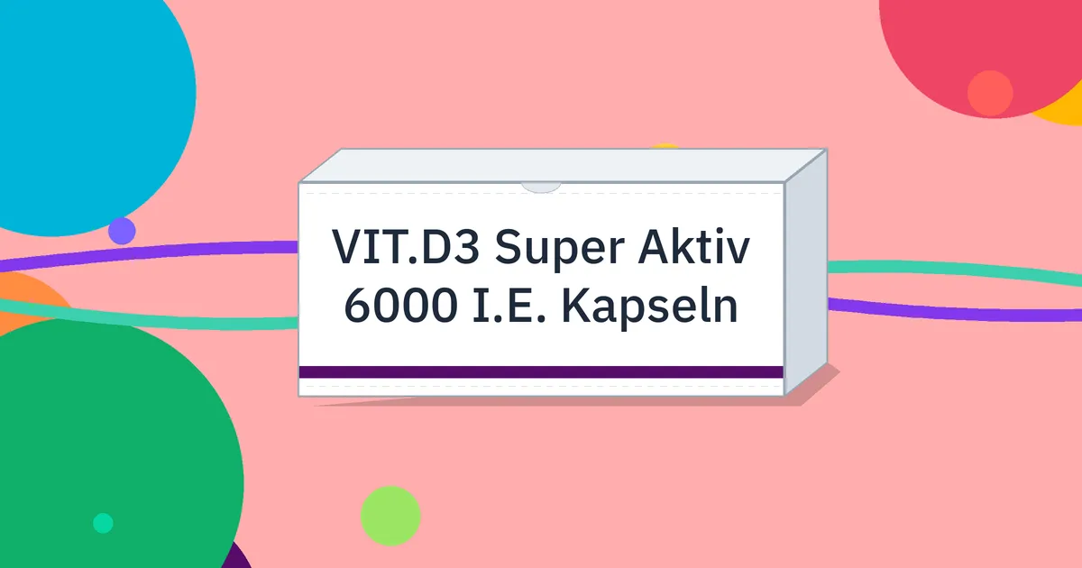 Symbolbild: Packung mit der Aufschrift VIT.D3 Super Aktiv 6000 I.E. Kapseln (PZN 11651479) – Verfügbarkeit und Bezug in Apotheken in Frankfurt am Main