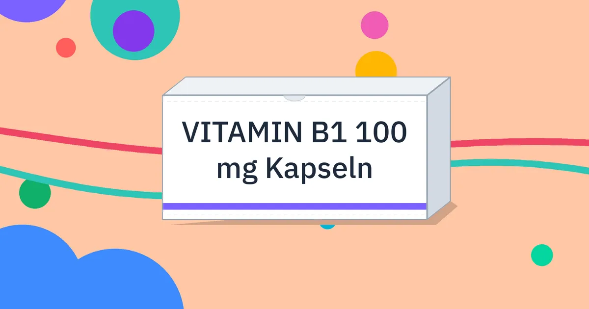 Symbolbild: Packung mit der Aufschrift VITAMIN B1 100 mg Kapseln (PZN 13974726) – Verfügbarkeit und Bezug in Apotheken in Frankfurt am Main