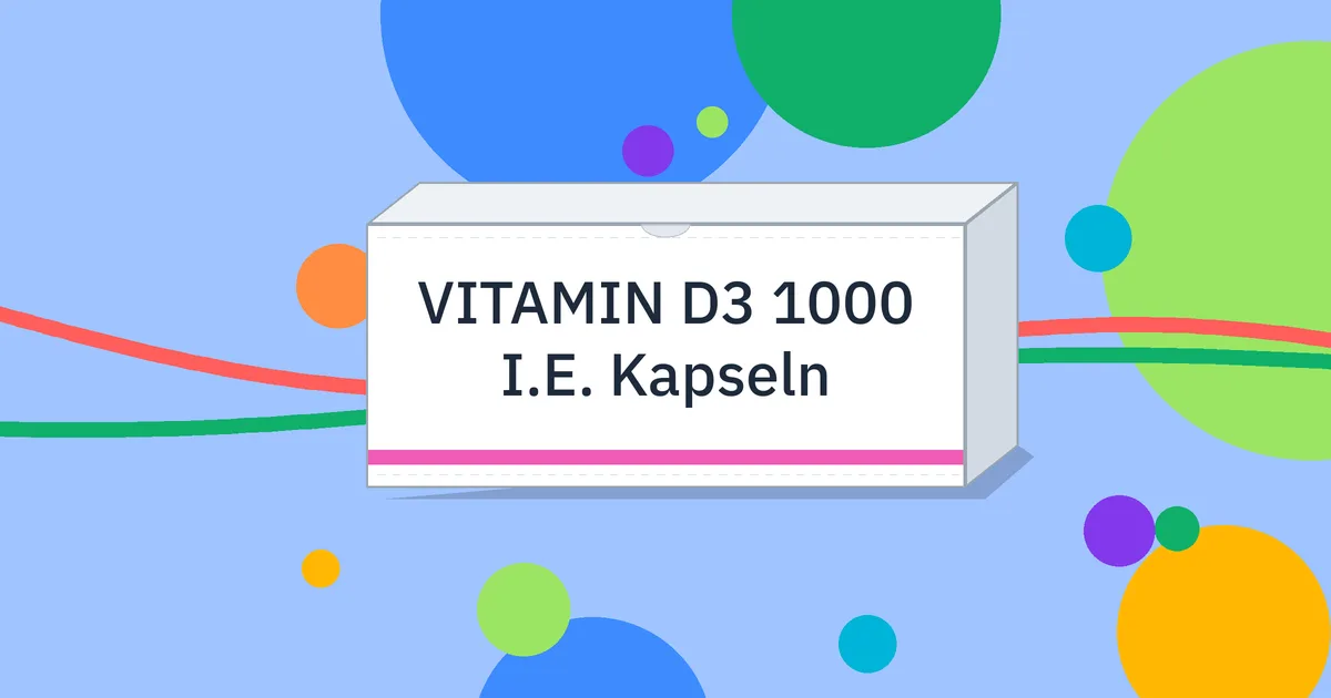 Symbolbild: Packung mit der Aufschrift VITAMIN D3 1000 I.E. Kapseln (PZN 16937424) – Verfügbarkeit und Bezug in Apotheken in Frankfurt am Main