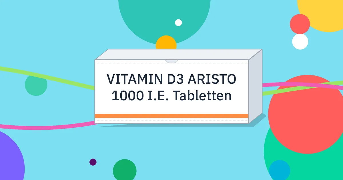 Symbolbild: Packung mit der Aufschrift VITAMIN D3 ARISTO 1000 I.E. Tabletten (PZN 20009629) – Verfügbarkeit und Bezug in Apotheken in Frankfurt am Main