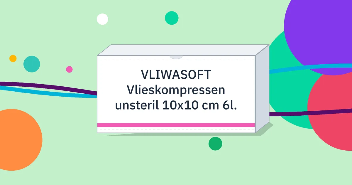 Symbolbild: Packung mit der Aufschrift VLIWASOFT Vlieskompressen unsteril 10x10 cm 6l. (PZN 19704330) – Verfügbarkeit und Bezug in Apotheken in Frankfurt am Main