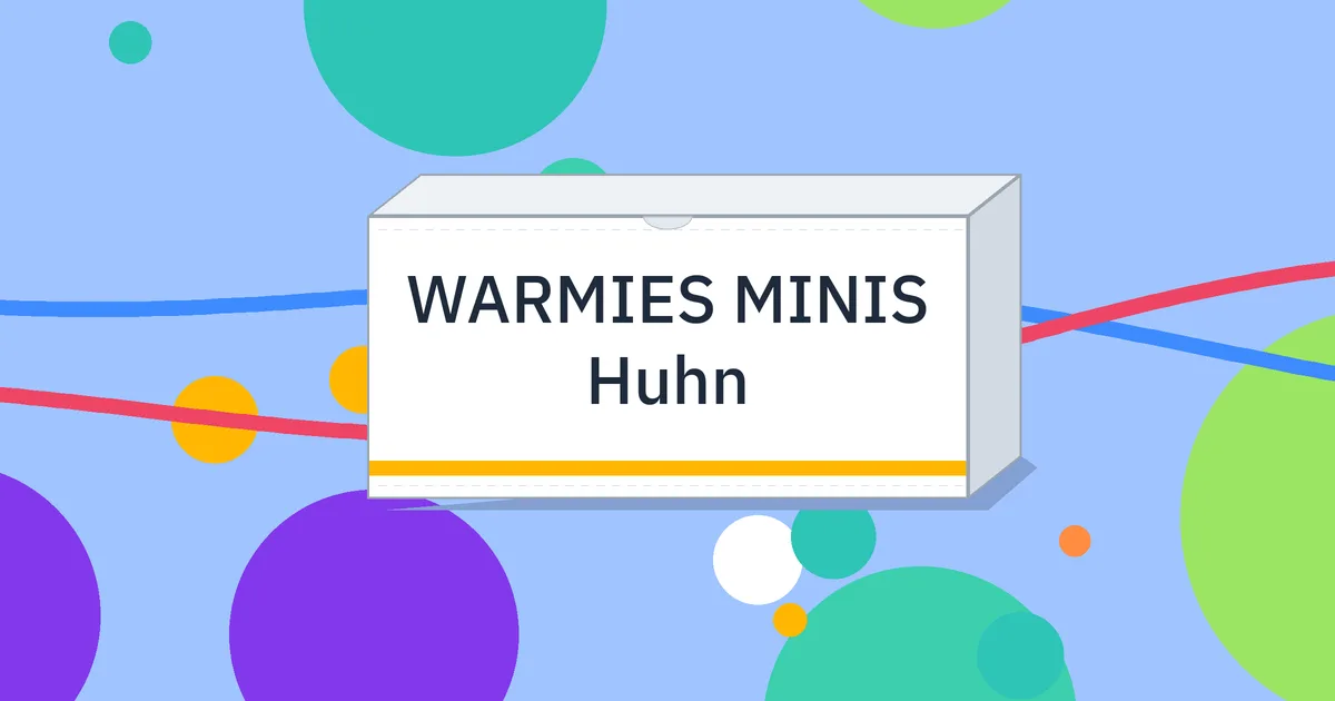 Symbolbild: Packung mit der Aufschrift WARMIES MINIS Huhn (PZN 16821070) – Verfügbarkeit und Bezug in Apotheken in Frankfurt am Main