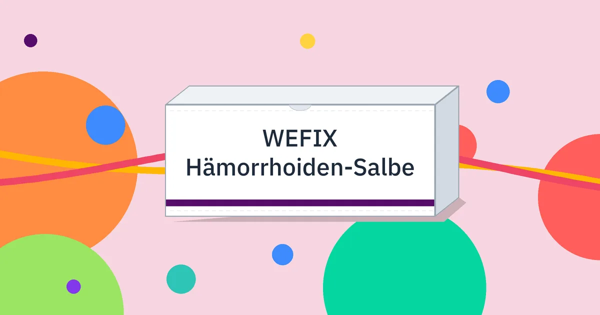 Symbolbild: Packung mit der Aufschrift WEFIX Hämorrhoiden-Salbe (PZN 18096319) – Verfügbarkeit und Bezug in Apotheken in Frankfurt am Main
