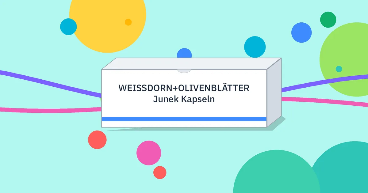 Symbolbild: Packung mit der Aufschrift WEISSDORN+OLIVENBLÄTTER Junek Kapseln (PZN 01107160) – Verfügbarkeit und Bezug in Apotheken in Frankfurt am Main