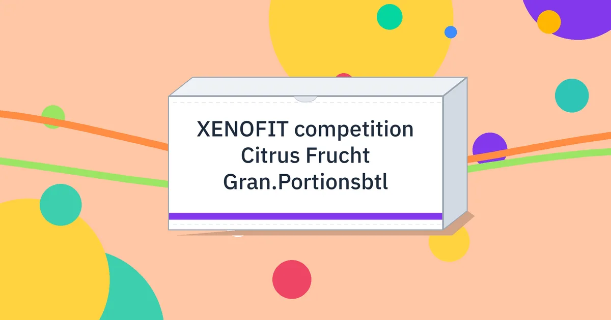 Symbolbild: Packung mit der Aufschrift XENOFIT competition Citrus Frucht Gran.Portionsbtl (PZN 00453405) – Verfügbarkeit und Bezug in Apotheken in Frankfurt am Main