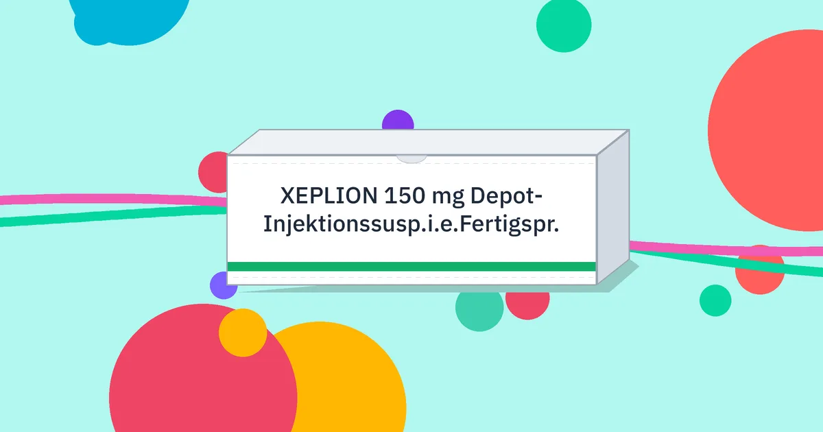 Symbolbild: Packung mit der Aufschrift XEPLION 150 mg Depot-Injektionssusp.i.e.Fertigspr. (PZN 10339774) – Verfügbarkeit und Bezug in Apotheken in Frankfurt am Main