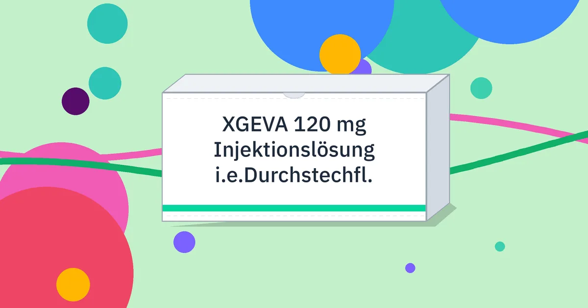 Symbolbild: Packung mit der Aufschrift XGEVA 120 mg Injektionslösung i.e.Durchstechfl. (PZN 09339668) – Verfügbarkeit und Bezug in Apotheken in Frankfurt am Main