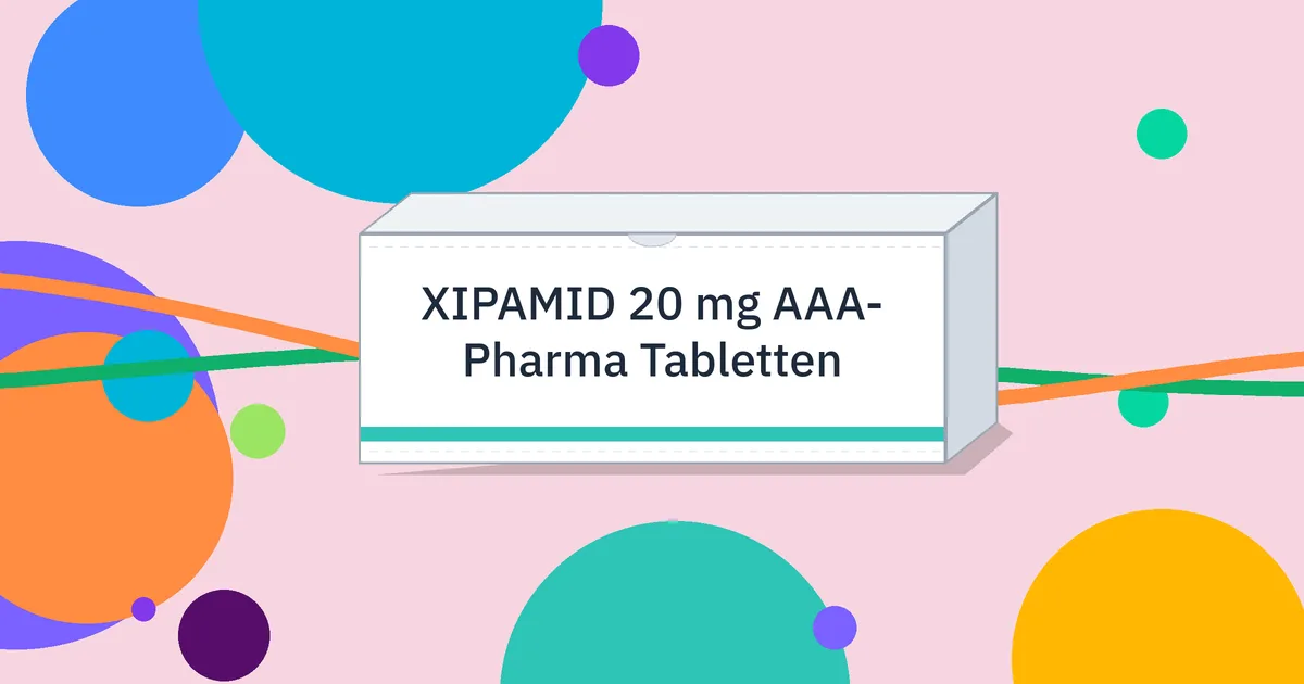 Symbolbild: Packung mit der Aufschrift XIPAMID 20 mg AAA-Pharma Tabletten (PZN 03062527) – Verfügbarkeit und Bezug in Apotheken in Frankfurt am Main