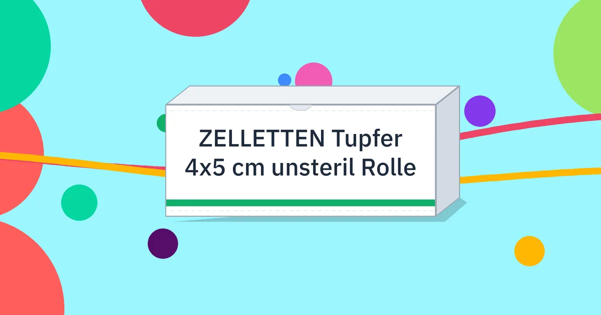 Symbolbild: Packung mit der Aufschrift ZELLETTEN Tupfer 4x5 cm unsteril Rolle (PZN 18231119) – Verfügbarkeit und Bezug in Apotheken in Frankfurt am Main