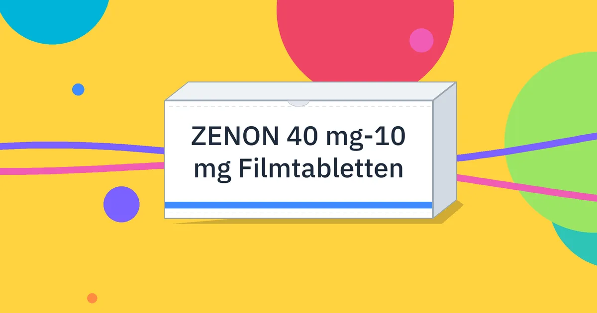 Symbolbild: Packung mit der Aufschrift ZENON 40 mg-10 mg Filmtabletten (PZN 20157270) – Verfügbarkeit und Bezug in Apotheken in Frankfurt am Main