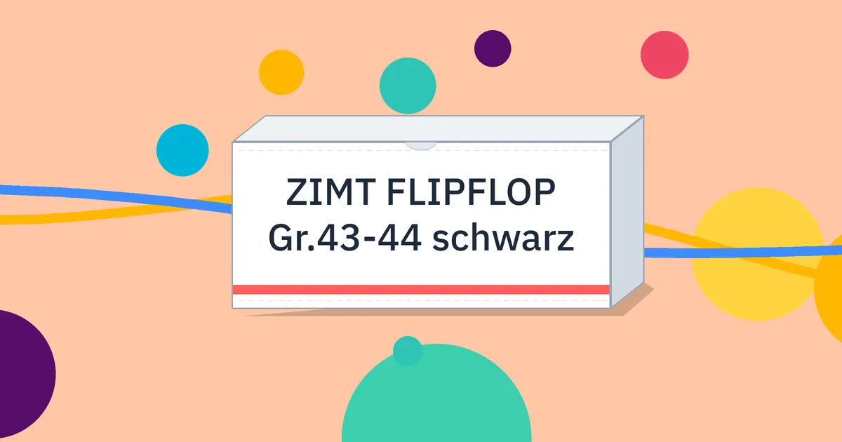 Symbolbild: Packung mit der Aufschrift ZIMT FLIPFLOP Gr.43-44 schwarz (PZN 05487254) – Verfügbarkeit und Bezug in Apotheken in Frankfurt am Main