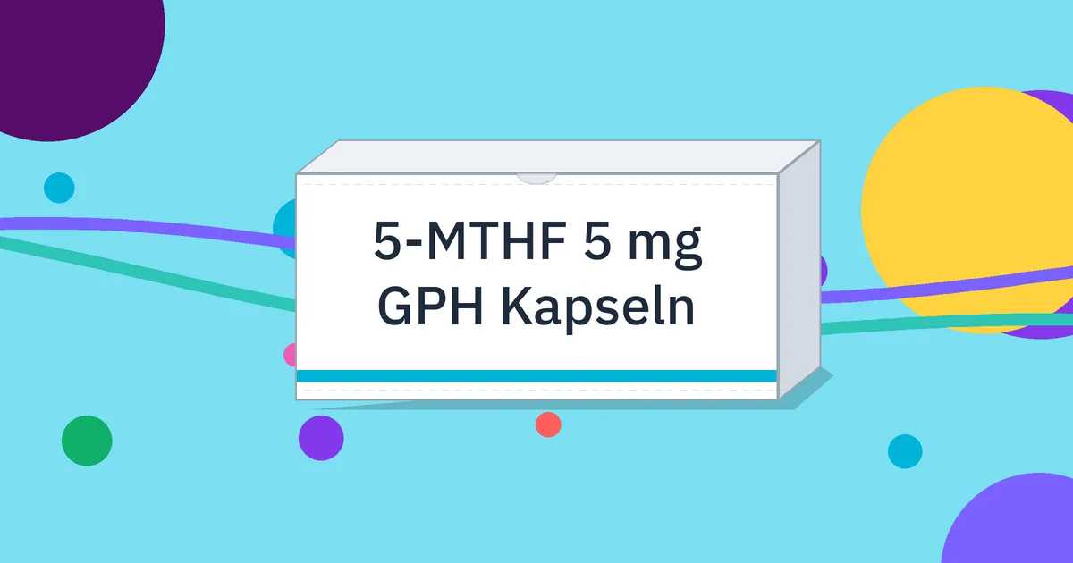 Symbolbild: Packung mit der Aufschrift 5-MTHF 5 mg GPH Kapseln (PZN 20051382) – Verfügbarkeit und Bezug in Apotheken in Frankfurt am Main