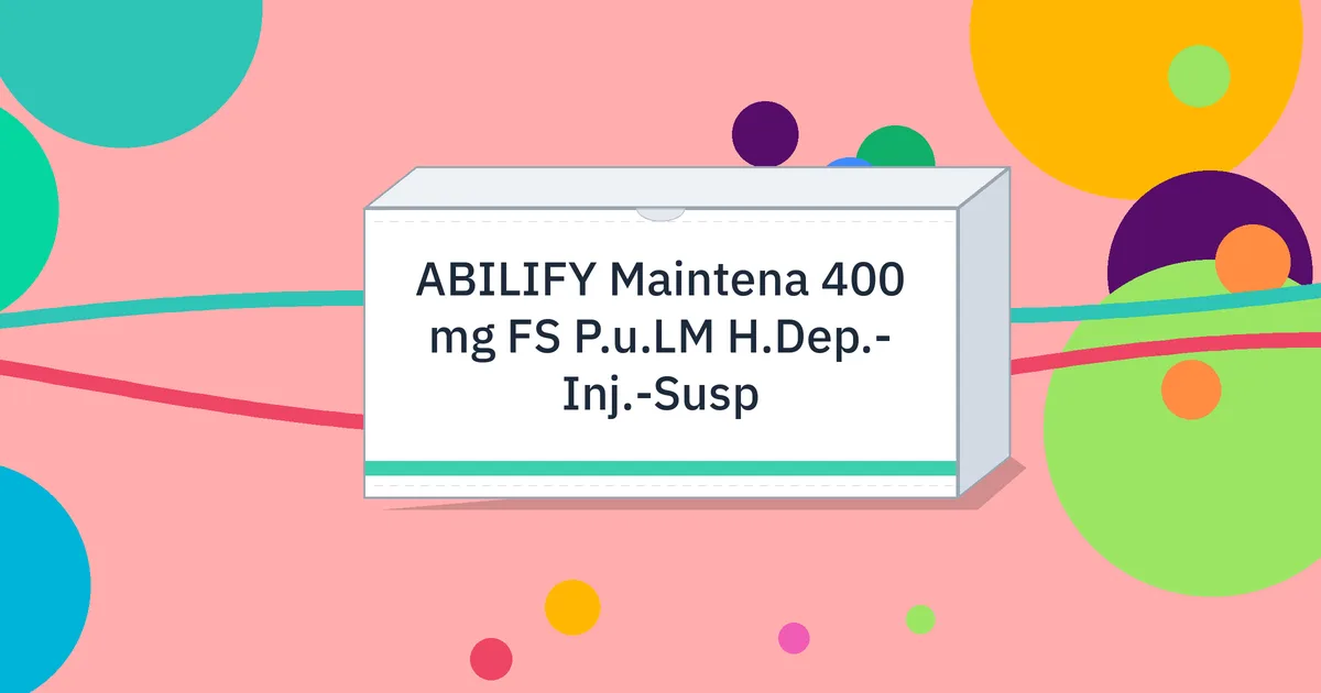 Symbolbild: Packung mit der Aufschrift ABILIFY Maintena 400 mg FS P.u.LM H.Dep.-Inj.-Susp (PZN 11193261) – Verfügbarkeit und Bezug in Apotheken in Frankfurt am Main