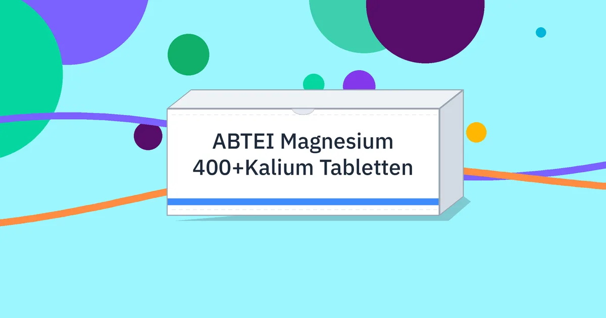 Symbolbild: Packung mit der Aufschrift ABTEI Magnesium 400+Kalium Tabletten (PZN 17908465) – Verfügbarkeit und Bezug in Apotheken in Frankfurt am Main