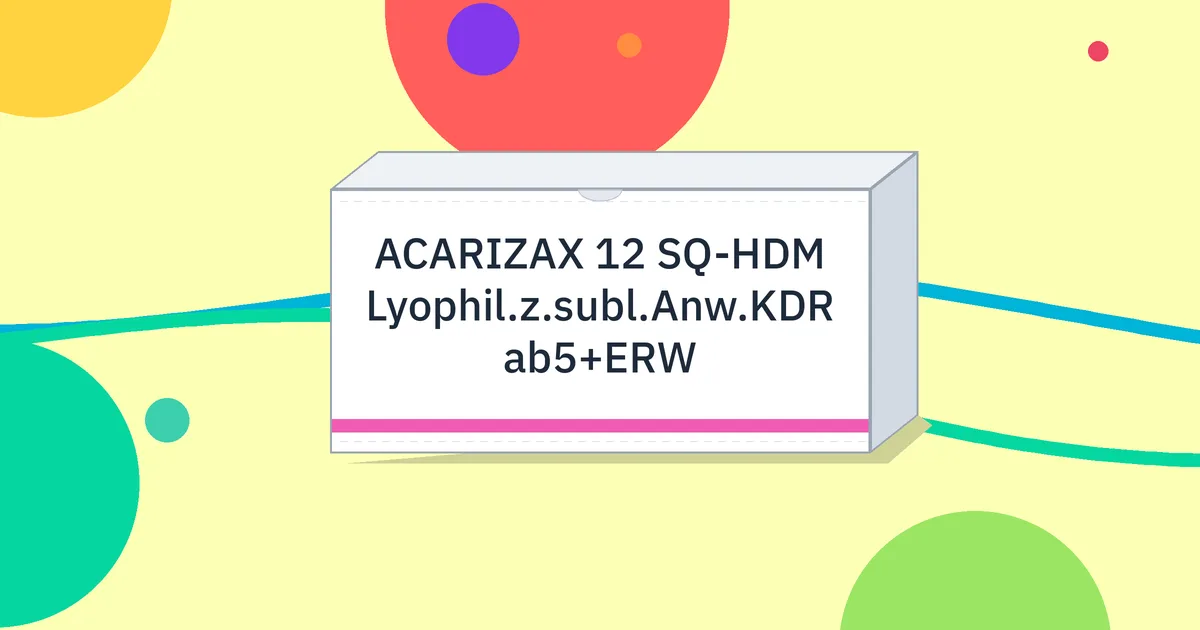 Symbolbild: Packung mit der Aufschrift ACARIZAX 12 SQ-HDM Lyophil.z.subl.Anw.KDR ab5+ERW (PZN 19804959) – Verfügbarkeit und Bezug in Apotheken in Frankfurt am Main